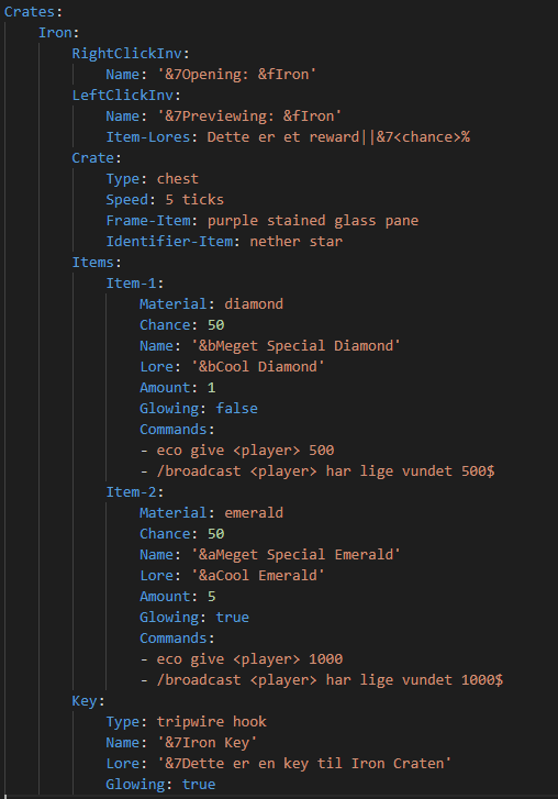 Crate skript yaml baseret | Scripts | McSkripts